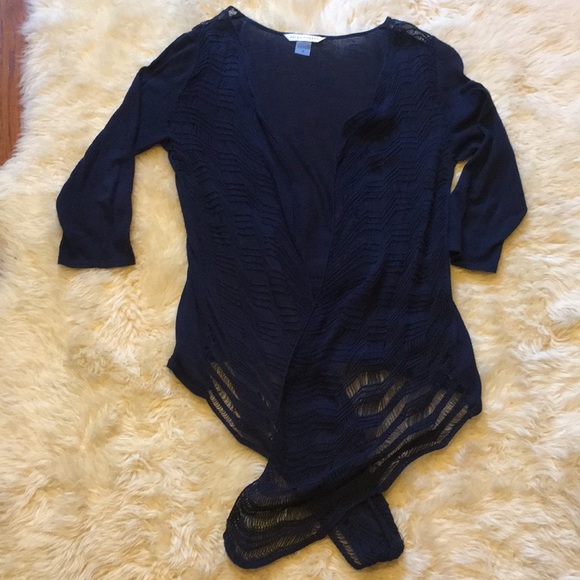 Peter Nygard | Sweaters | Nygard Navy Sheer Sweater 34 Sleeve | Poshmark